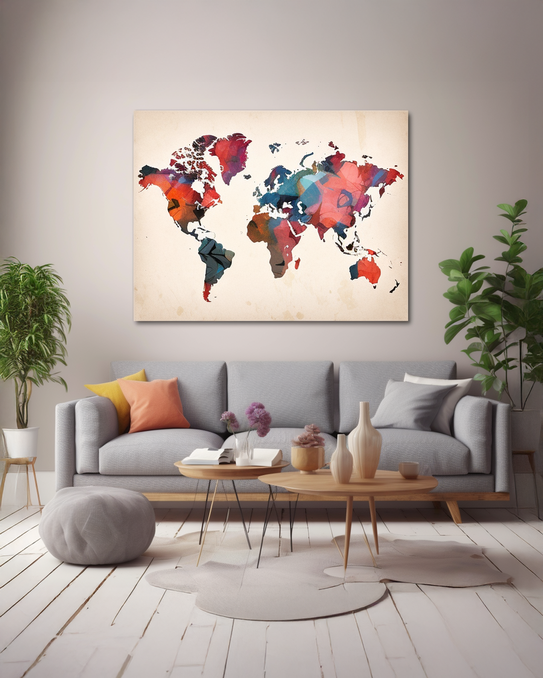 Cuadro retrato mapa mundi abstracto