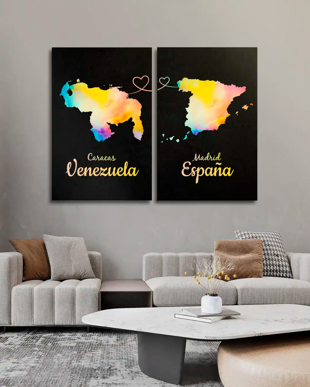 Cuadros mapas de colores Venezuela y España